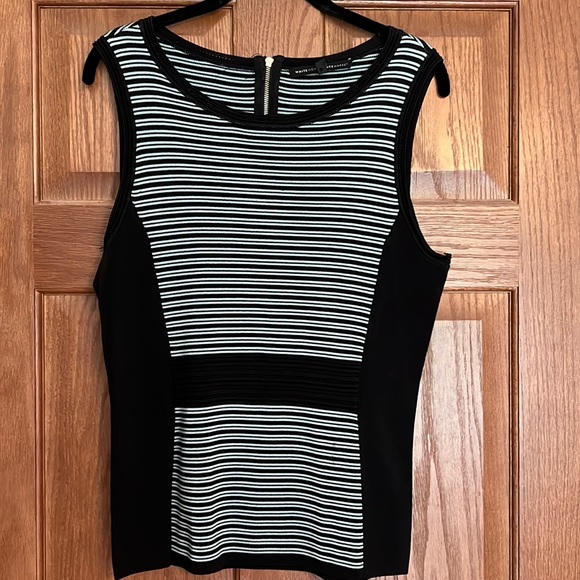 White House Black Market | Tops | Whbm Teal And Black Striped Zipper ...
